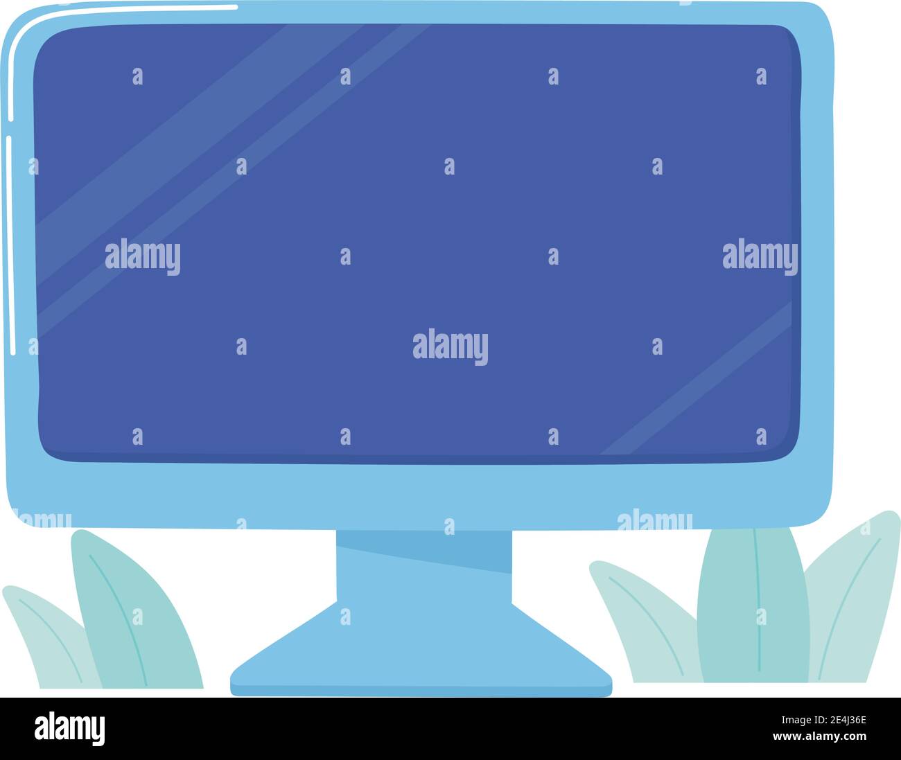 computer screen device technology, leaves foliage cartoon vector ...