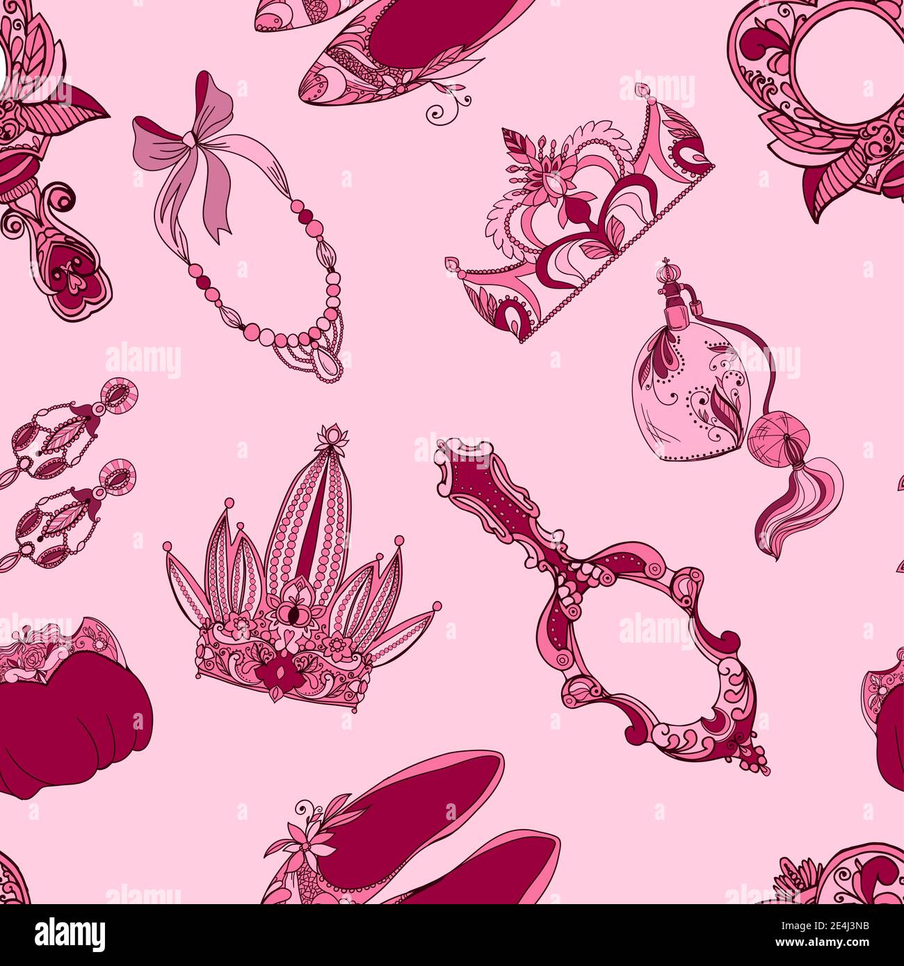 Seamless princess fashion accessories pattern vector illustration Stock ...