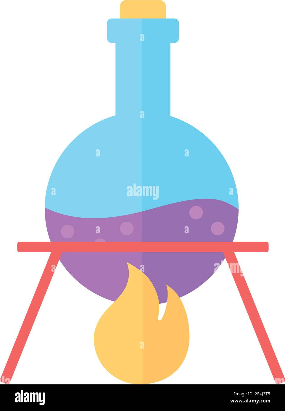 flask on chemical burner laboratory science flat style vector ...