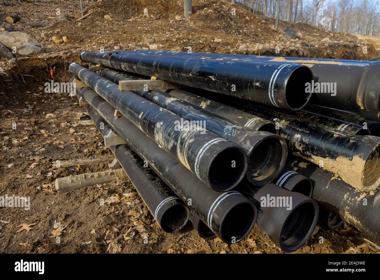 Polyethylene water pipes of prepared for laying a to supply water to ...