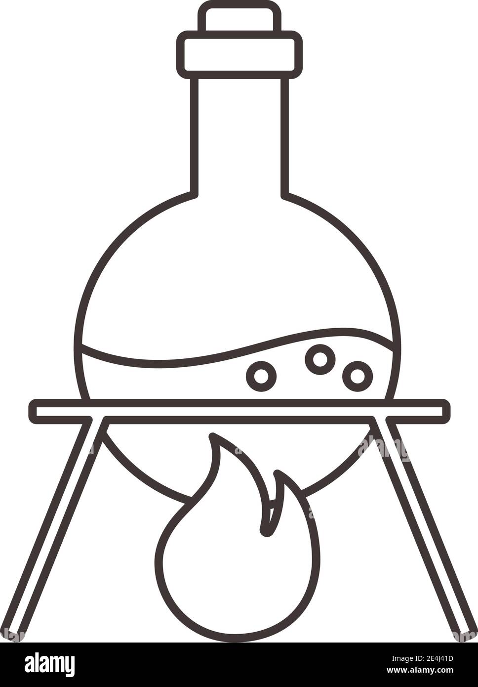 flask on chemical burner laboratory science line style vector ...