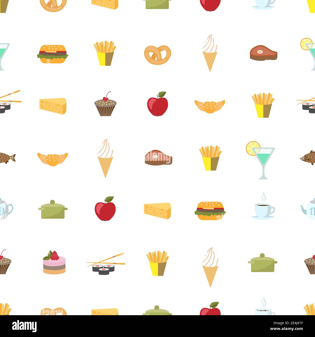 Food and drink pattern seamless background vector illustration Stock ...