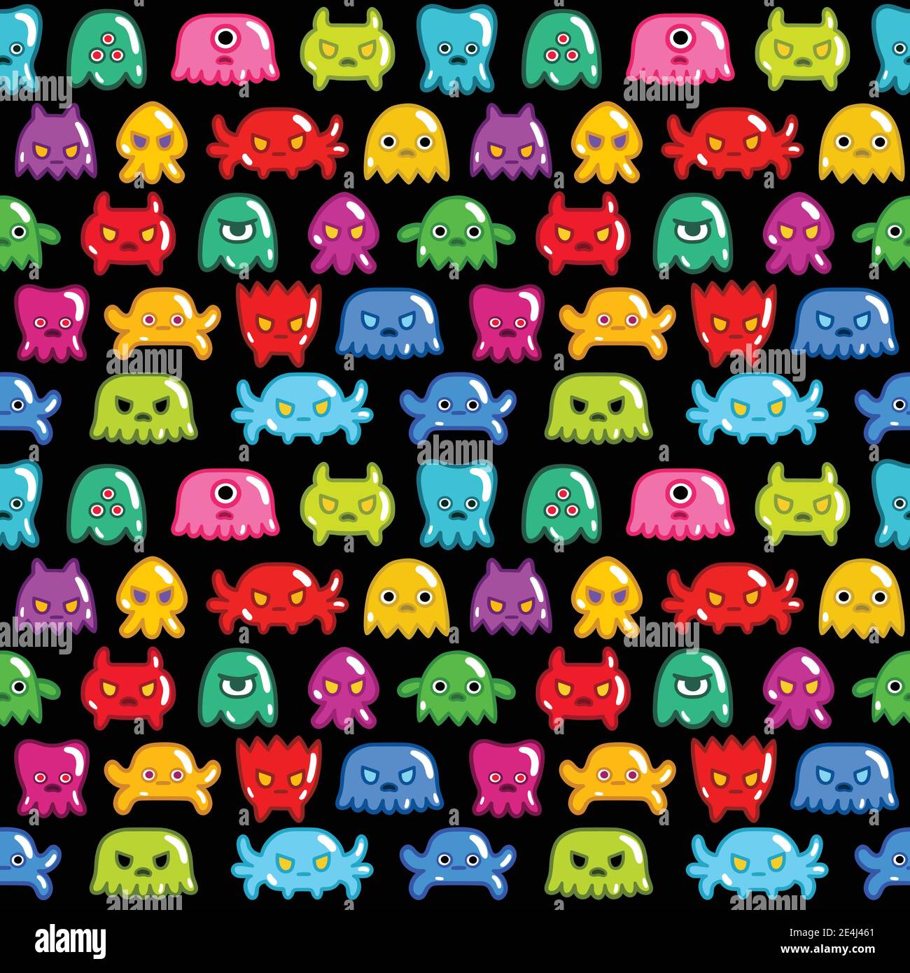 Seamless retro monsters pattern background vector illustration Stock ...