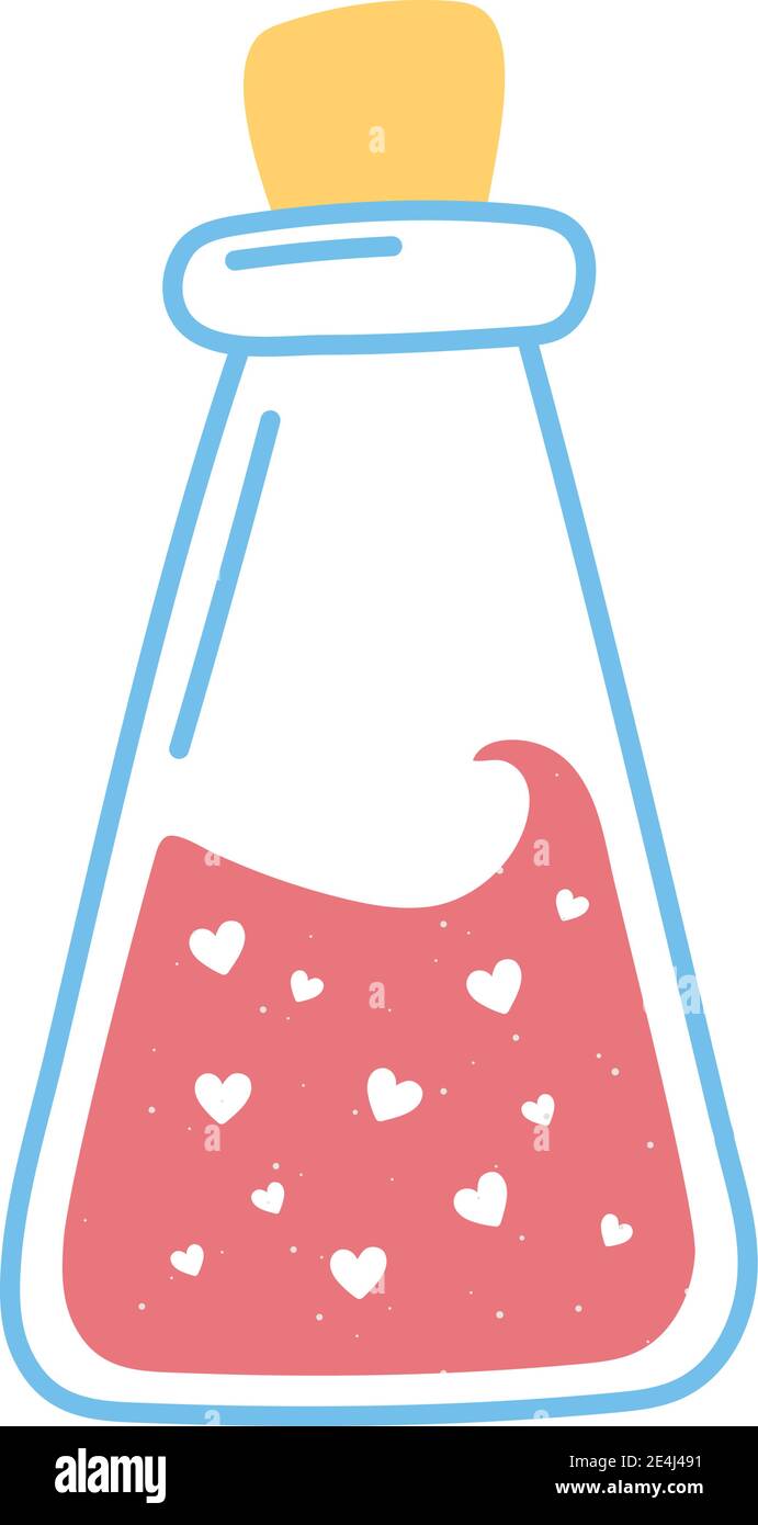 potion love and romance in cartoon style vector illustration Stock ...