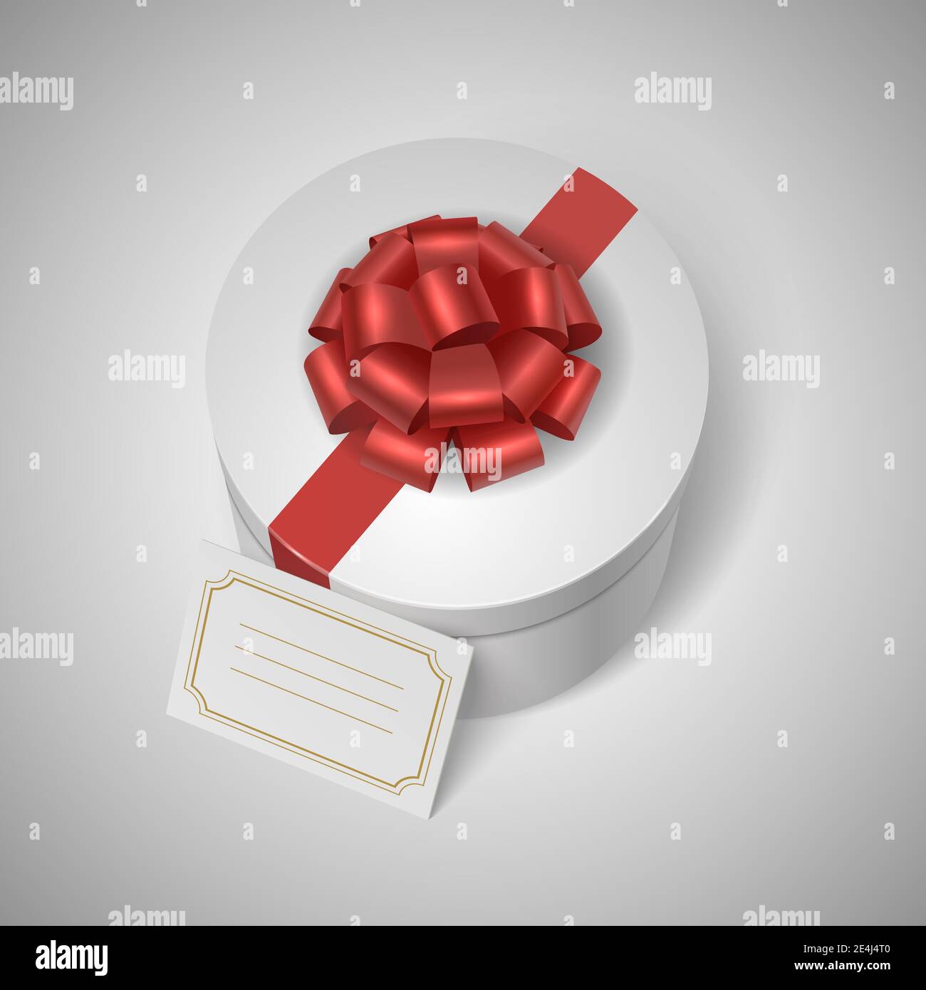 Classic giftbox with red ribbon, bow and blank lable for message vector ...