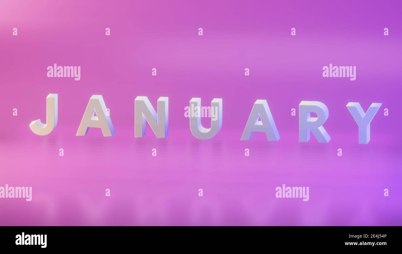 January text on gradient background simple and elegant . 3d ...