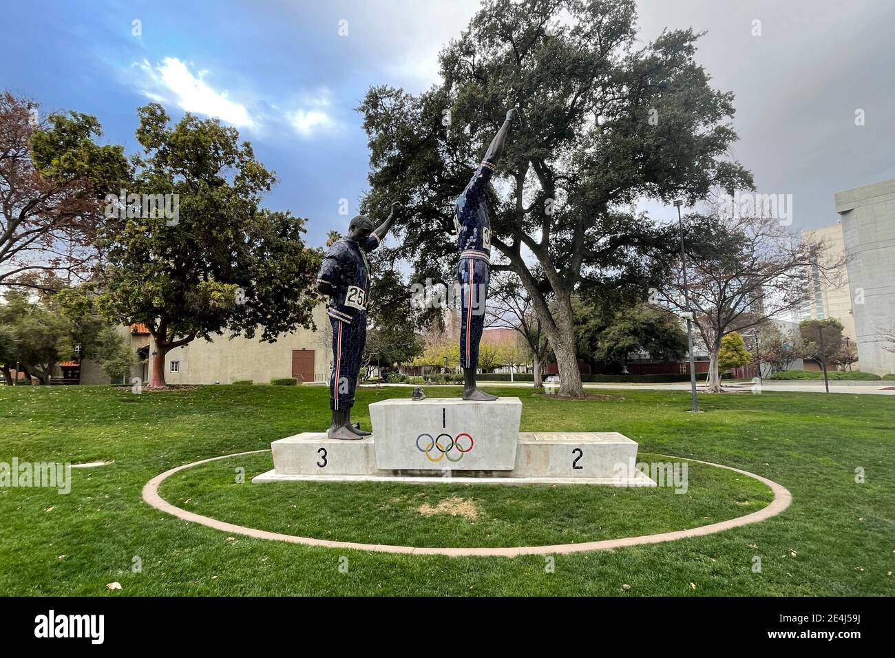 The Victory Salute statue at San Jose State University recognizing the ...