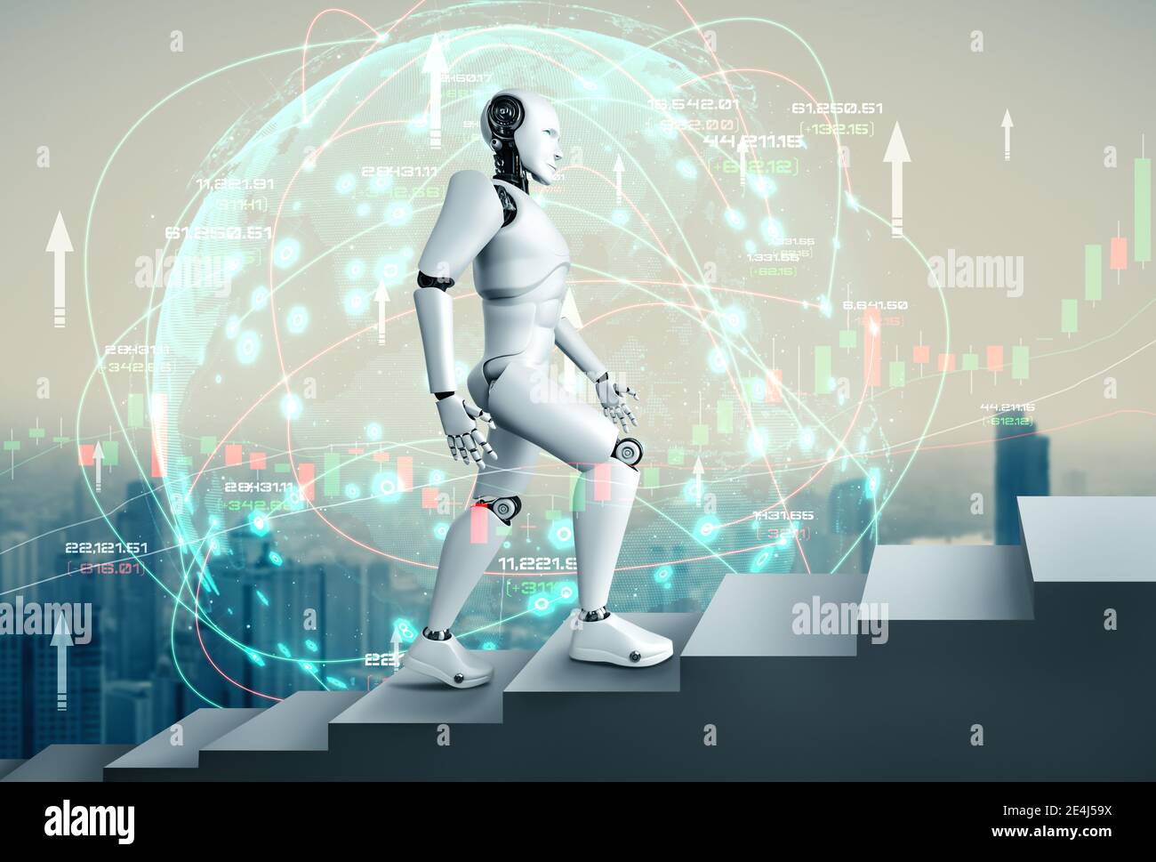 Future financial technology controlled by AI robot using machine ...