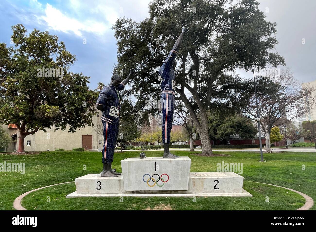 The Victory Salute statue at San Jose State University recognizing the ...
