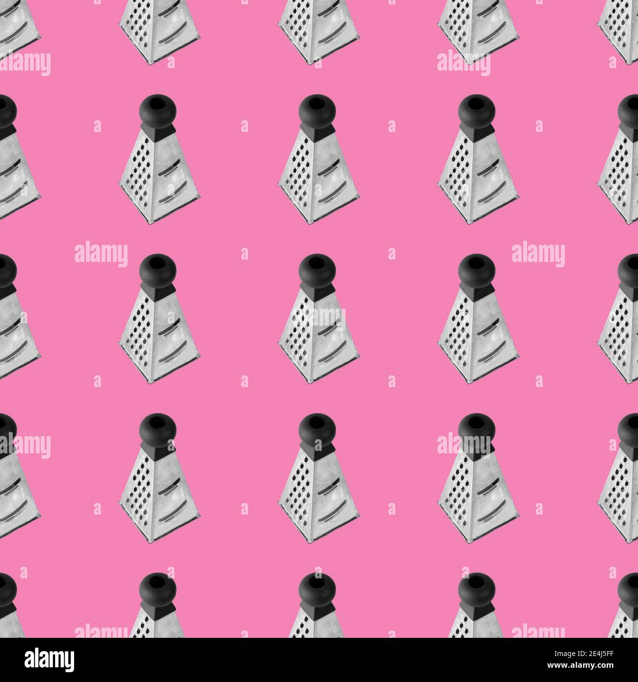 Seamless pattern from Metal grater. Isolated on pink background flat ...