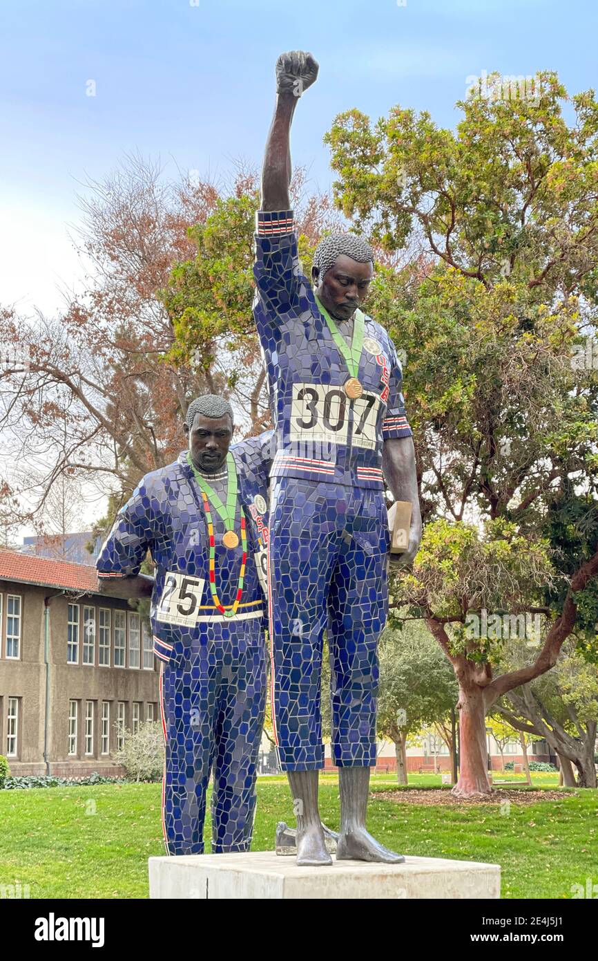 The Victory Salute statue at San Jose State University recognizing the ...