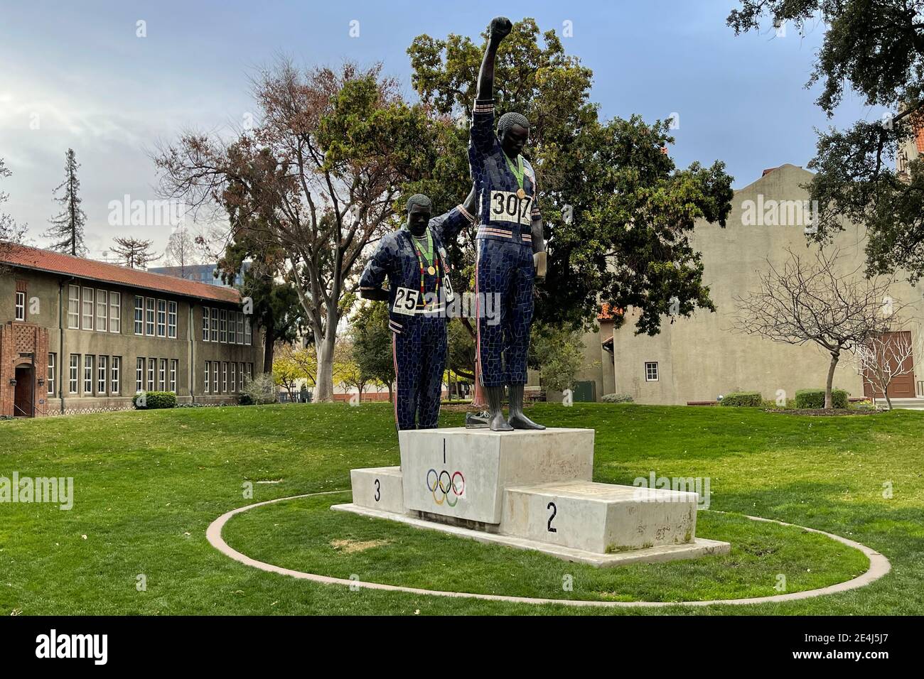 The Victory Salute statue at San Jose State University recognizing the ...