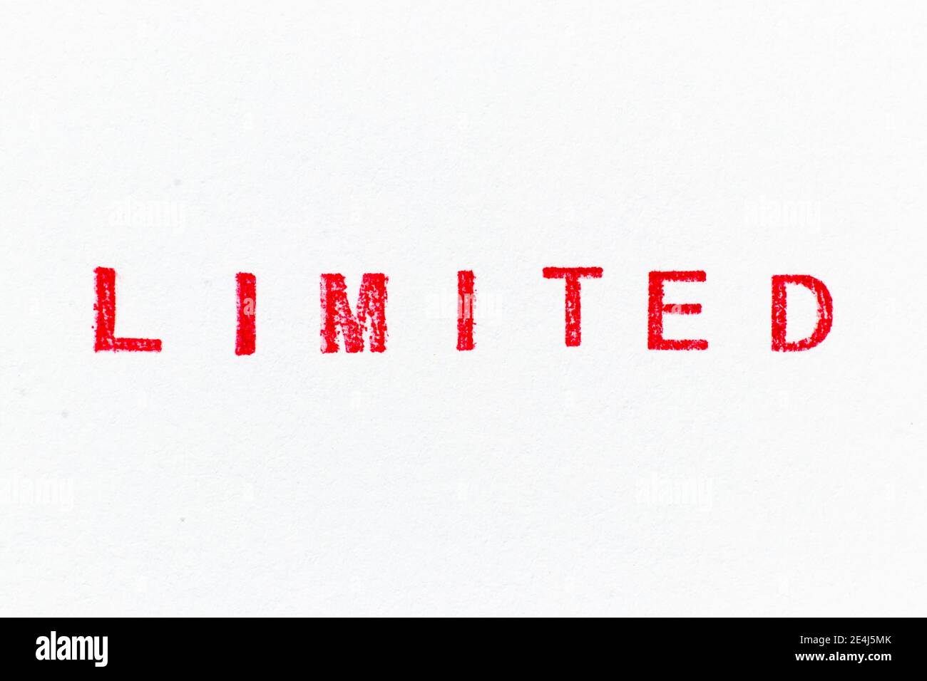 Red color limited word ink rubber stamp on white paper background Stock ...
