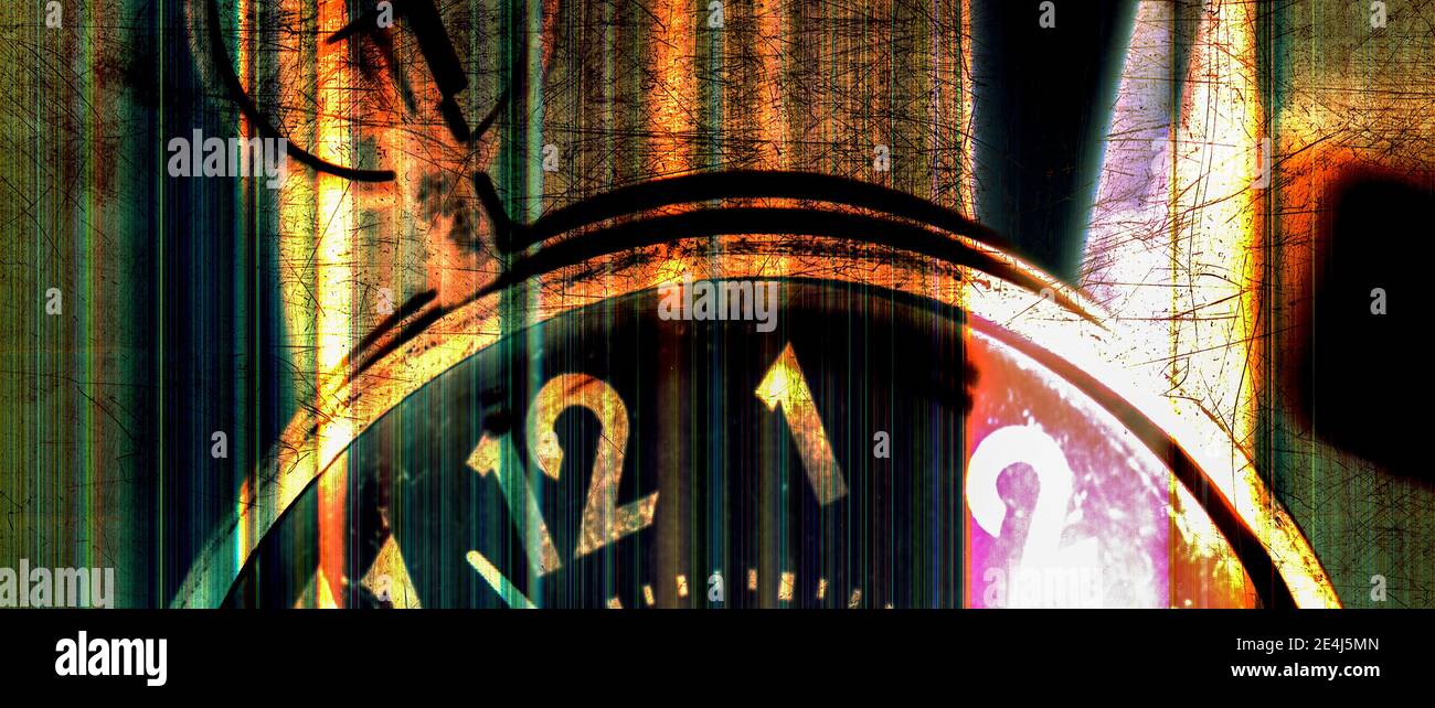 Closeup of retro antique clock face with colorful background not ...