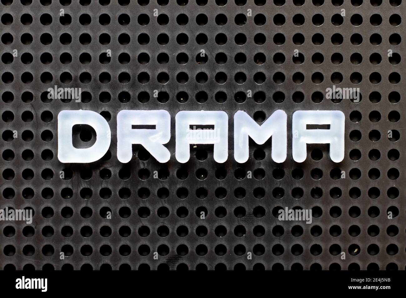 White color alphabet with word drama on black pegboard background Stock ...
