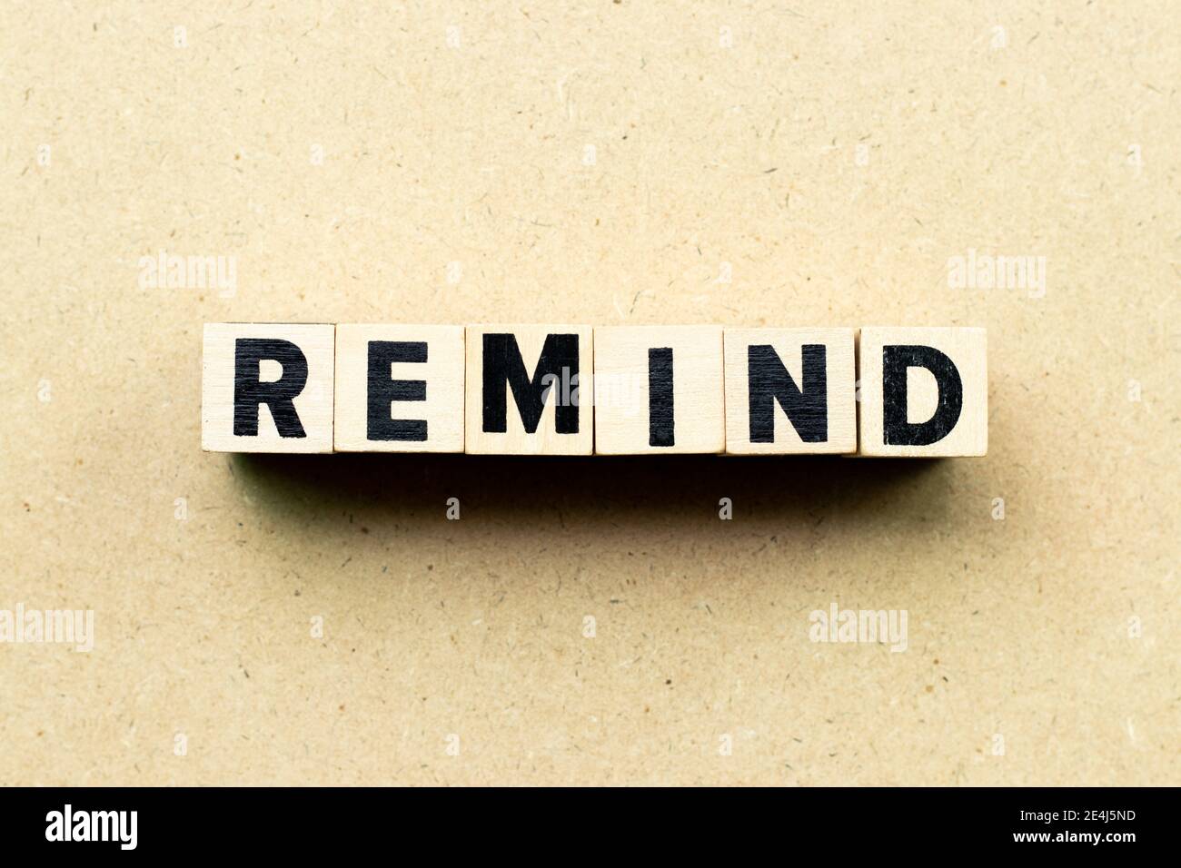 Alphabet letter block in word remind on wood background Stock Photo - Alamy