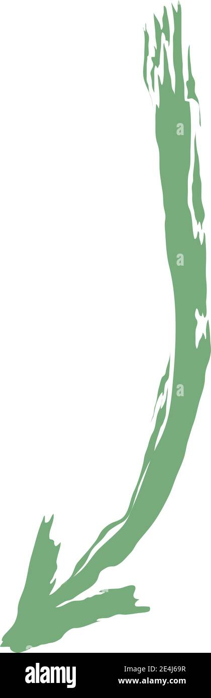 down arrow direction green color sketch and doodle design vector ...