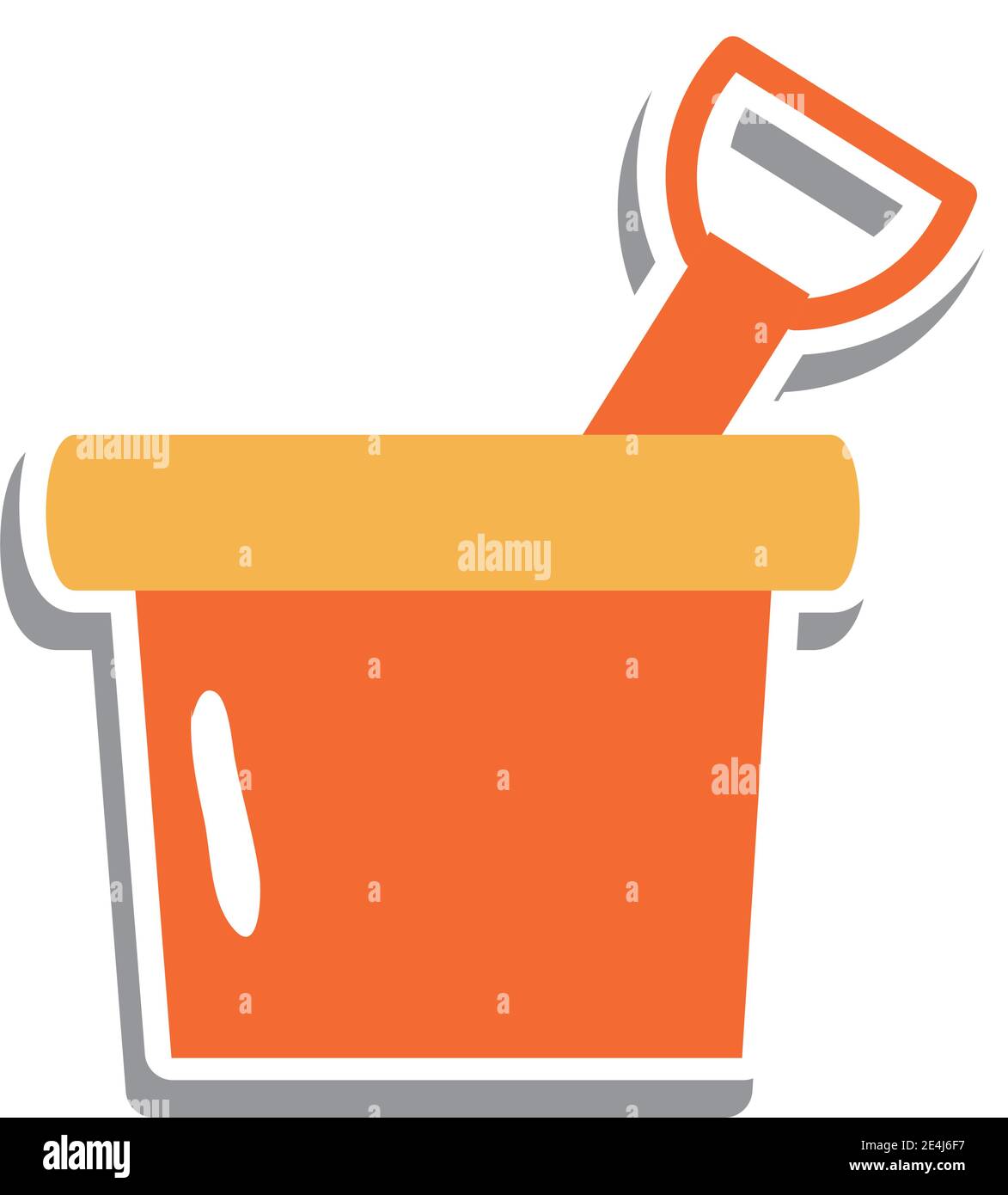 Summer sand bucket with shovel sticker design, vacation and tropical ...