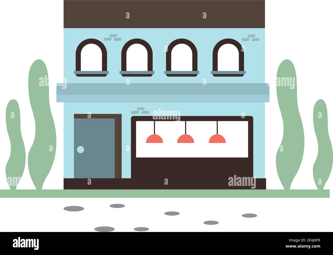 blue store with plants design of shop retail market and buy theme ...