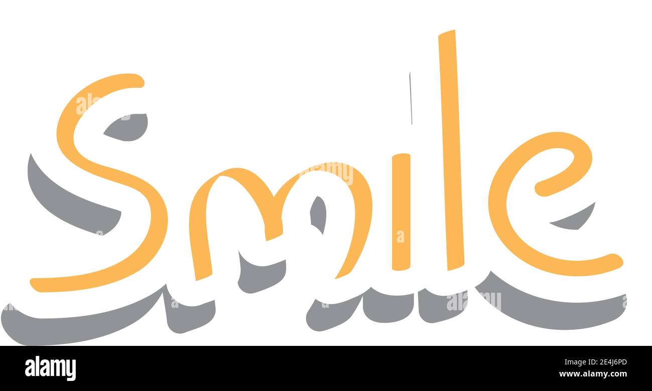 smile word cute sticker design, message positive badge and ornament ...