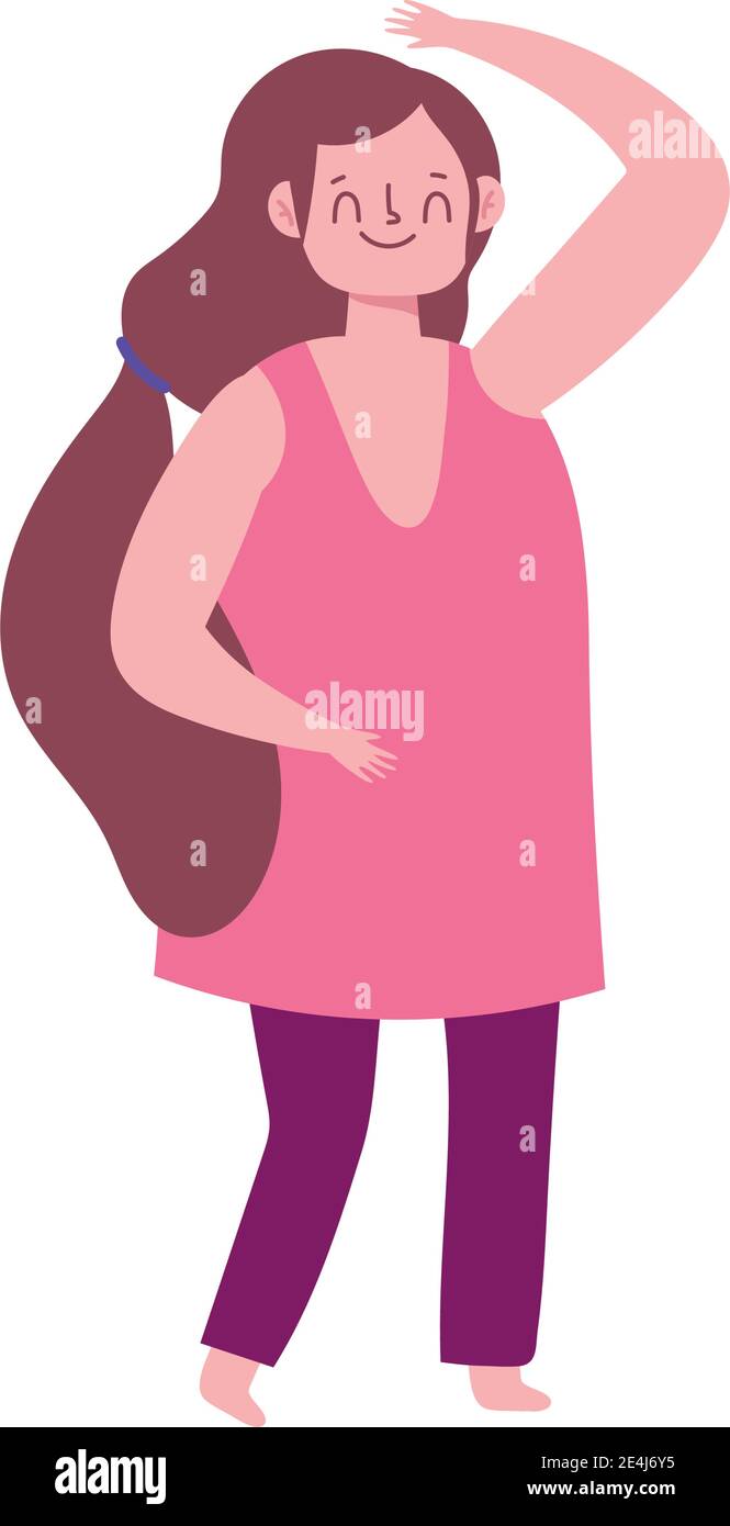 character woman dancing cartoon standing over white background vector ...