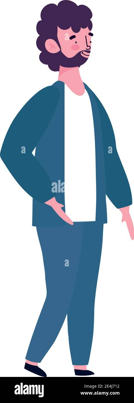 bearded businessman character male cartoon white background vector ...