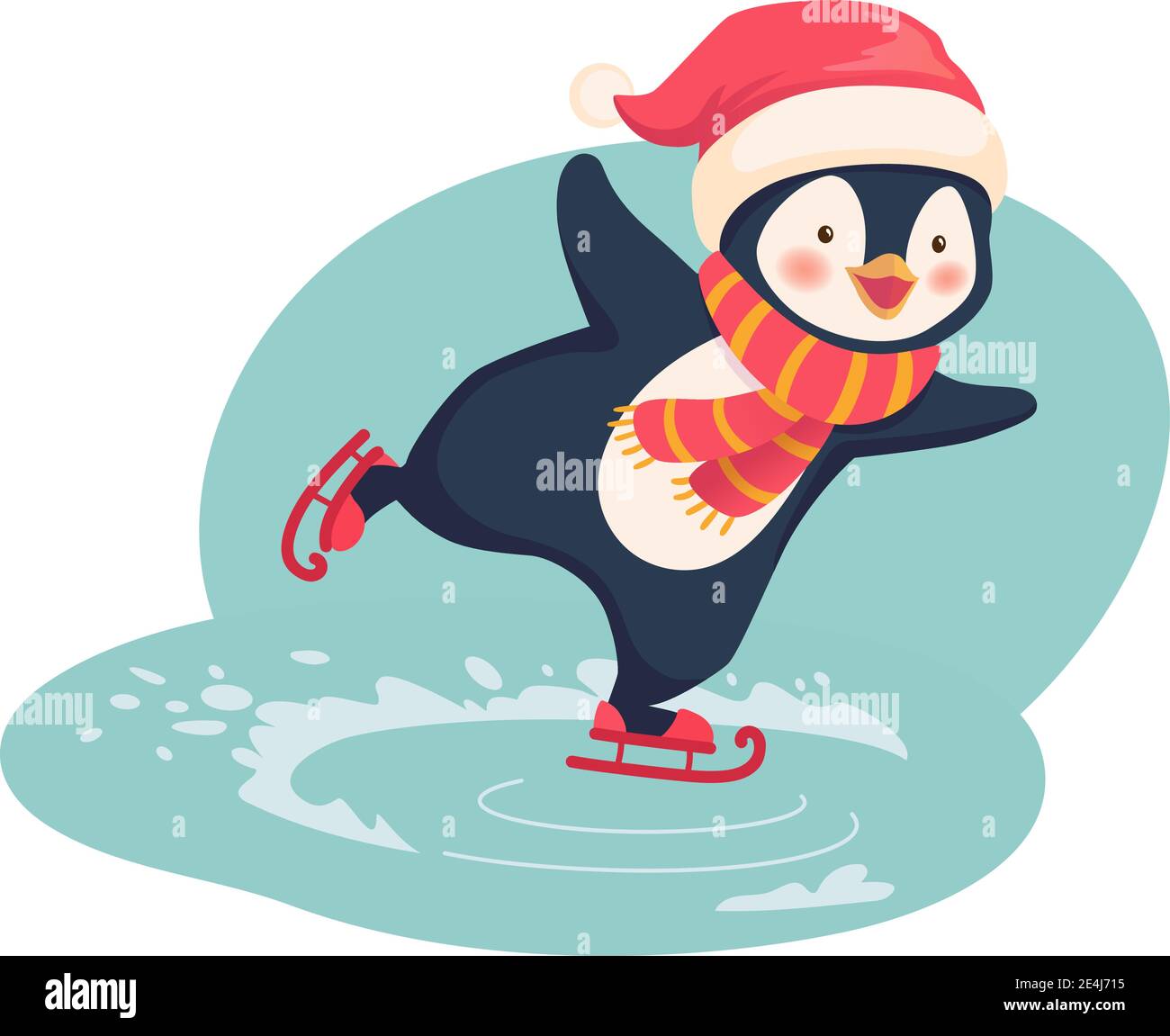Penguin ice skating. Sport and leisure concept illustration Stock ...