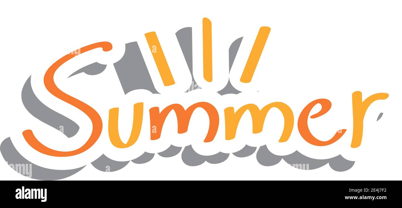 Summer word sticker design, vacation and tropical theme Vector ...