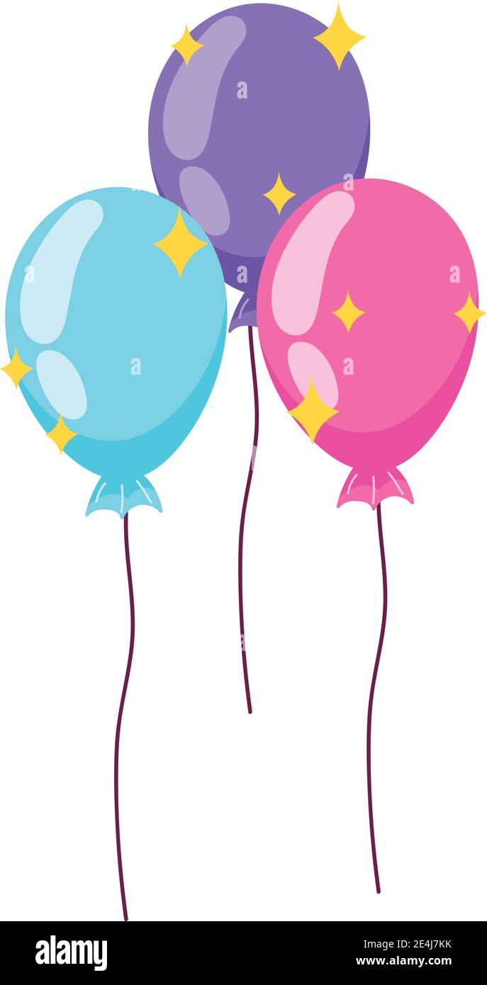 party balloon decoration celebration cartoon icon design flat style ...