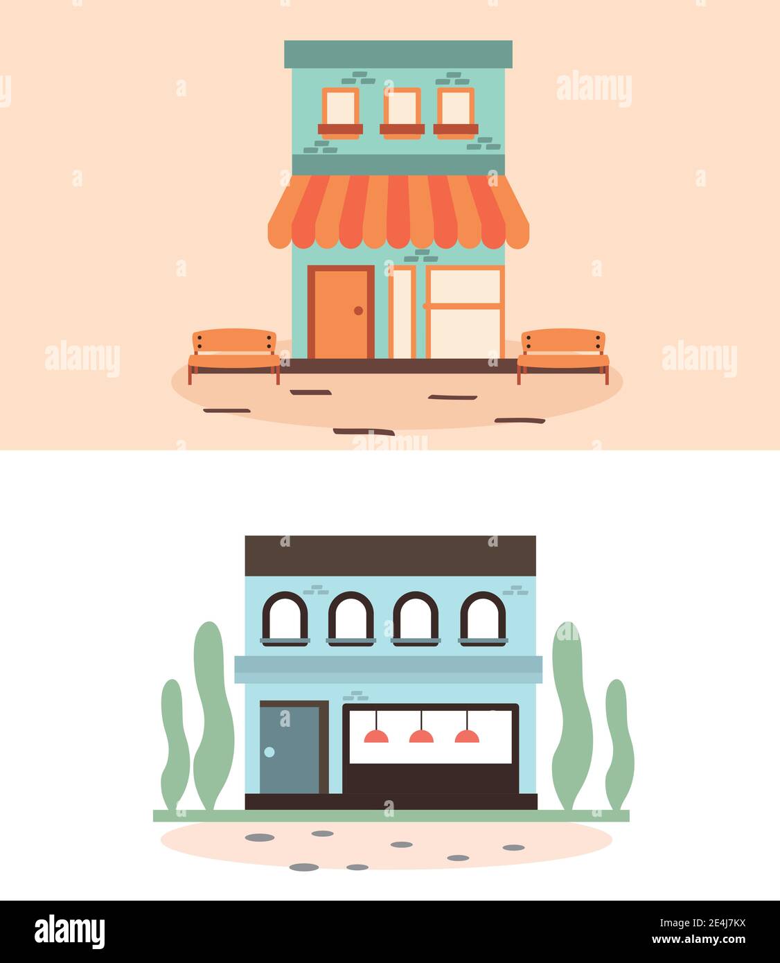 Green and blue stores design of shop retail market and buy theme Vector ...