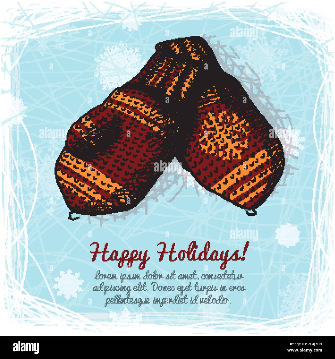 Knitted wool mittens background vector illustration Stock Vector Image ...