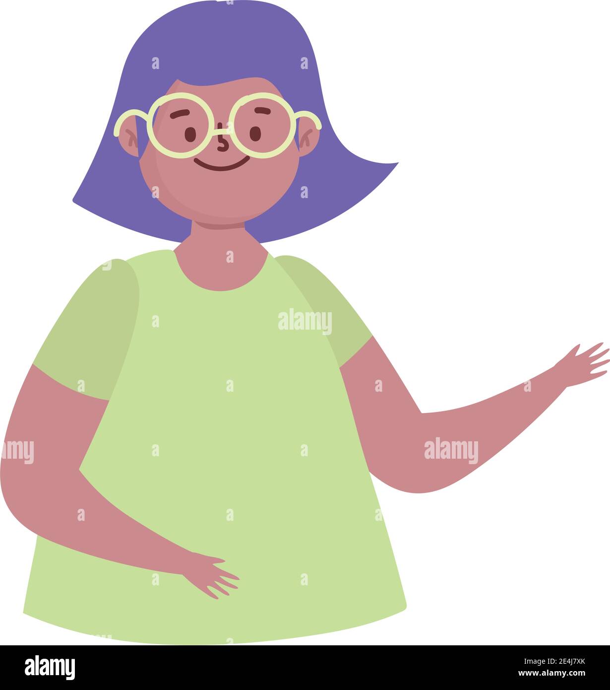 character woman with glasses cartoon portrait on white background ...