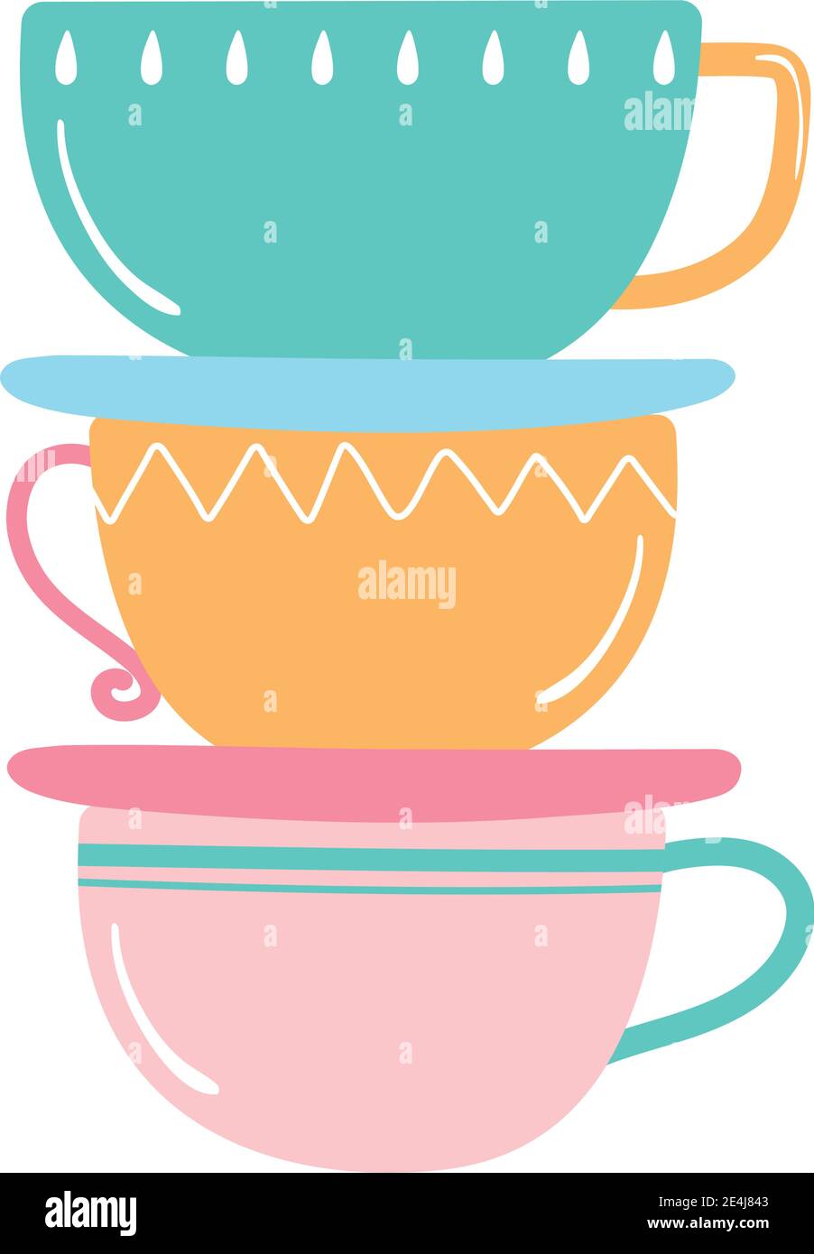 tea and coffee stack of colored cups icon over white background vector ...