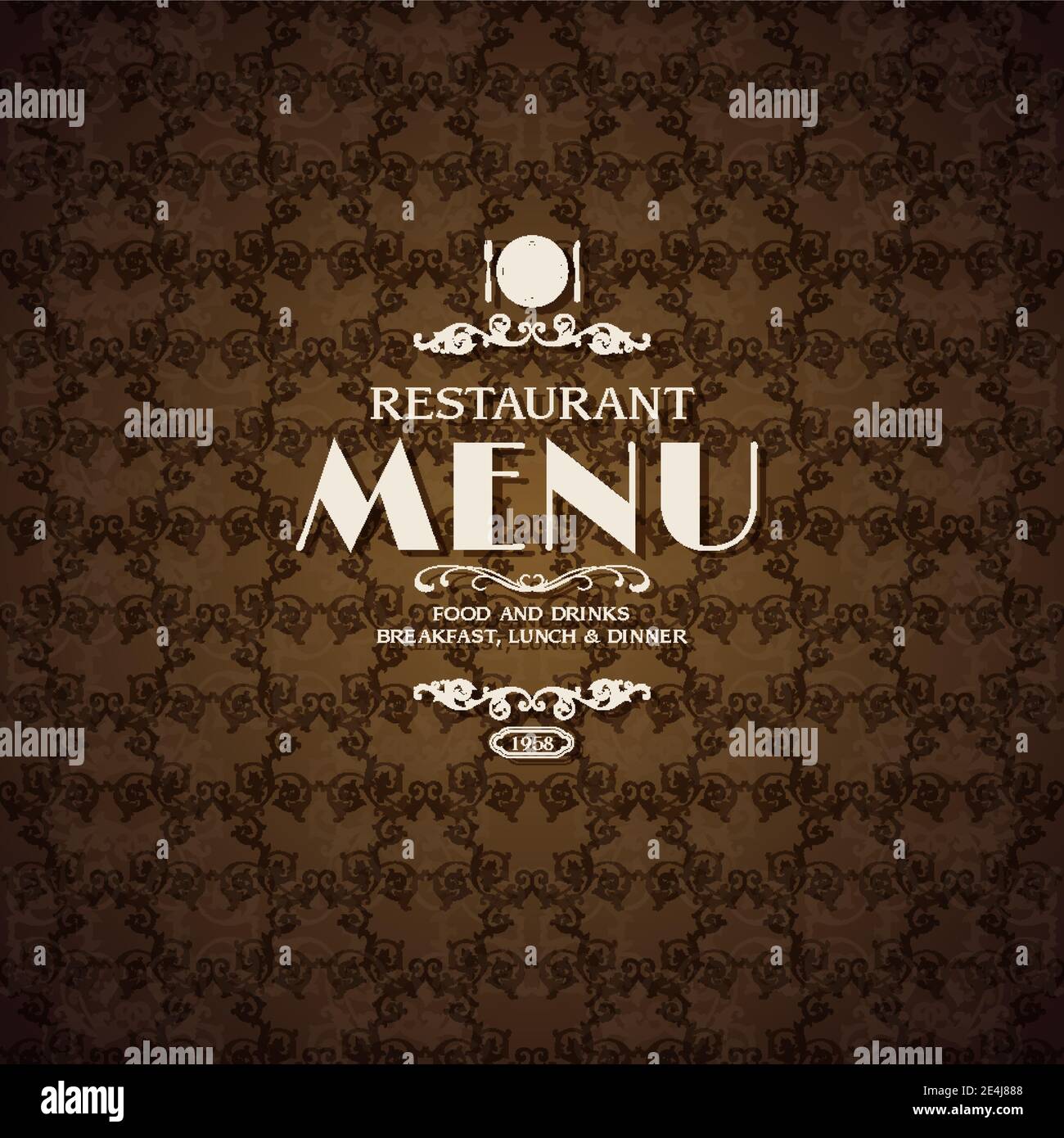 Restaurant cafe menu cover template with cooking elements vector ...