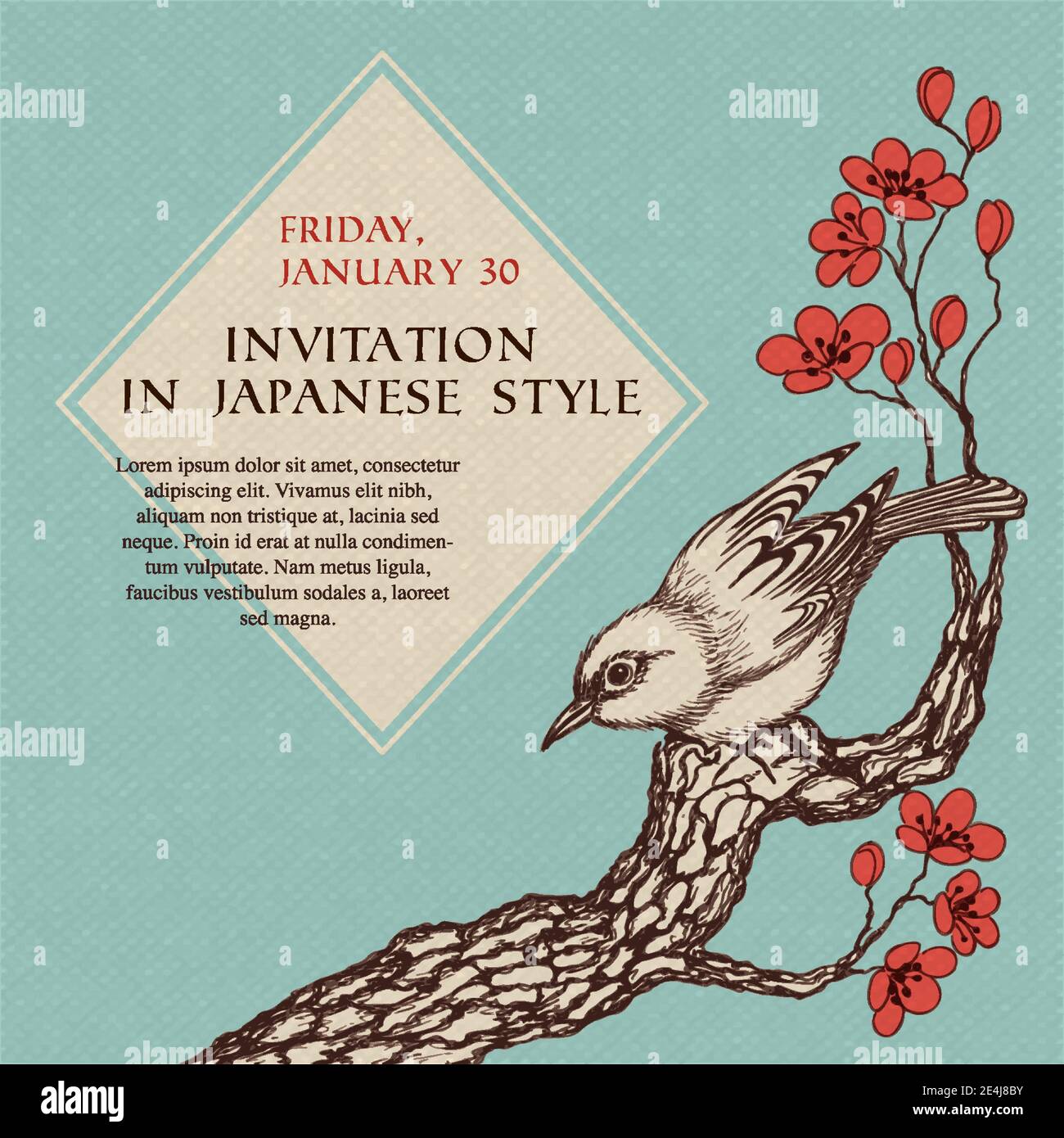 Celebration invitation in Japanese style vector illustration Stock ...