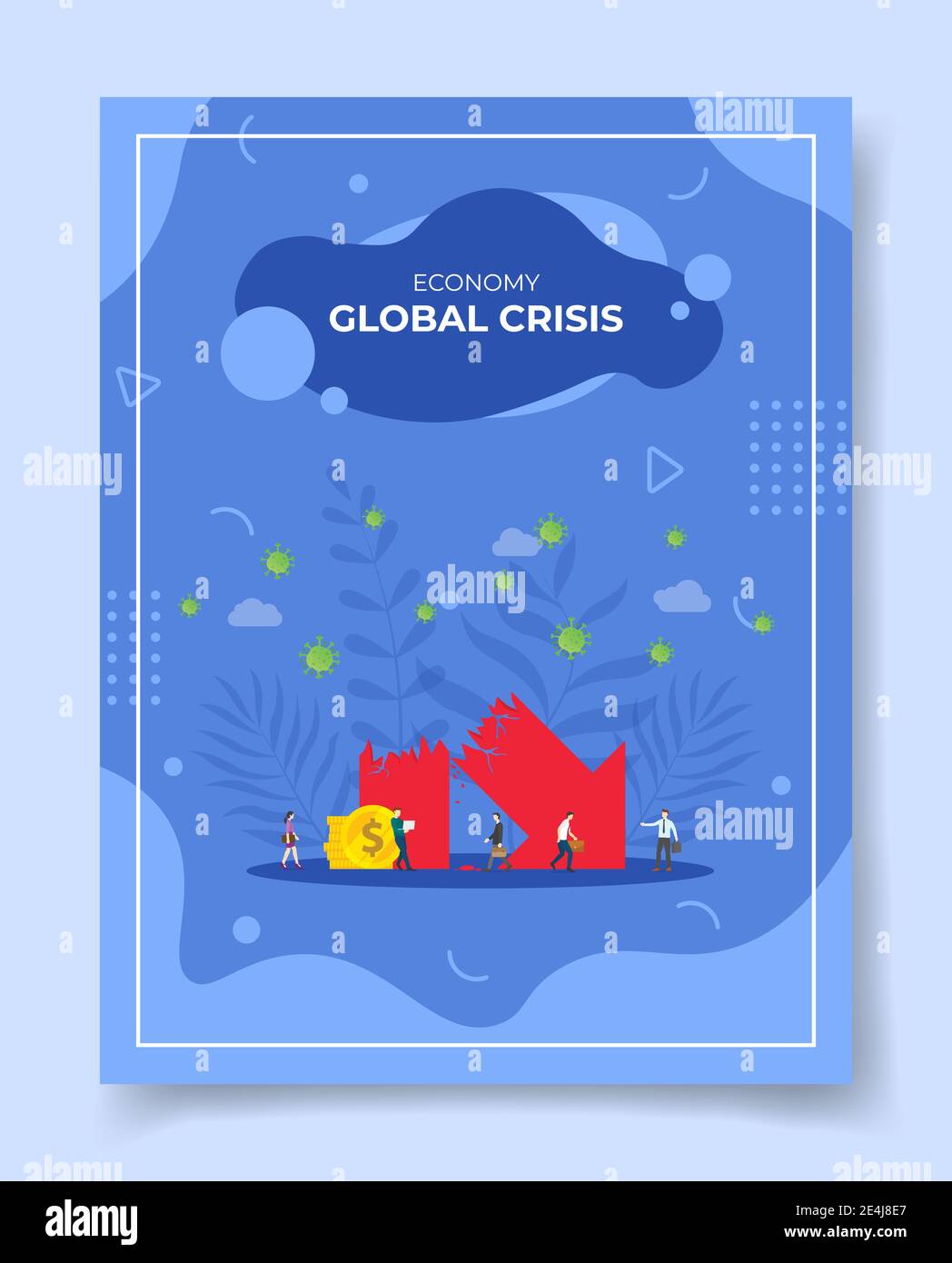 economy or financial crisis concept for template of banners, flyer ...