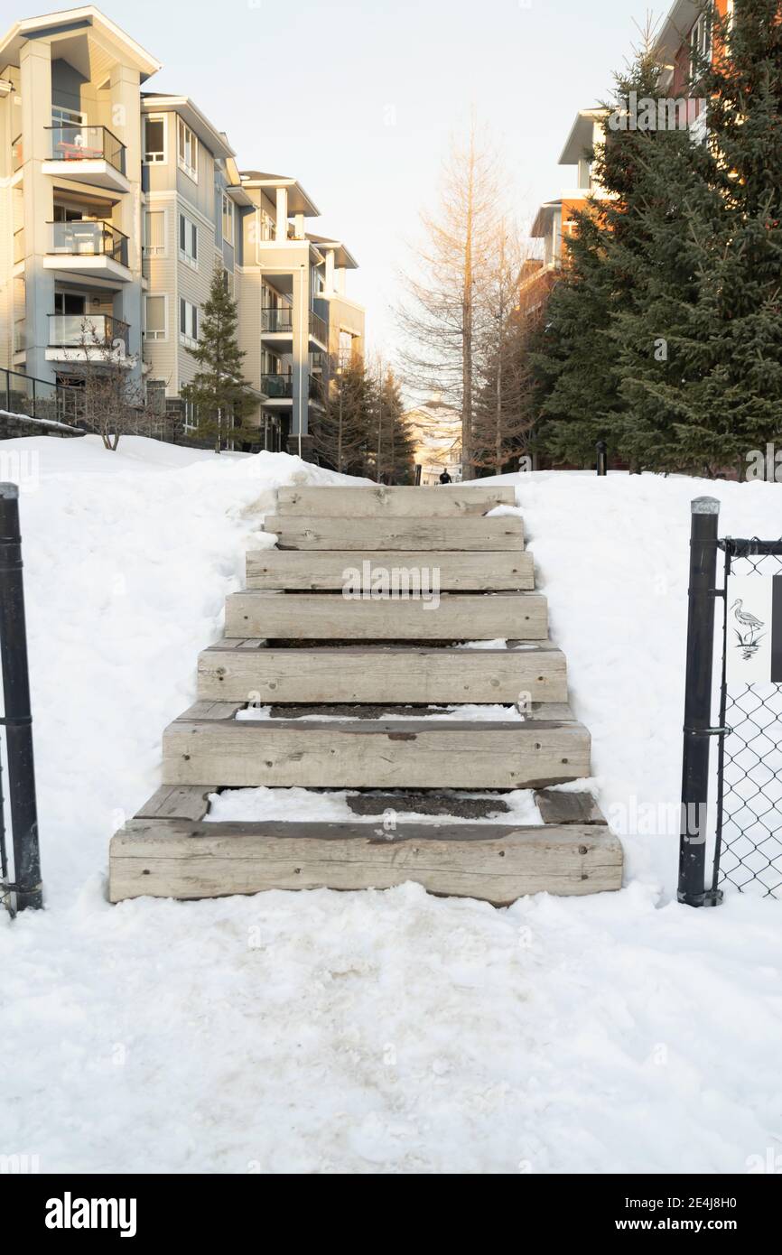 Footpath between apartment complex for walking and exercise Stock Photo ...