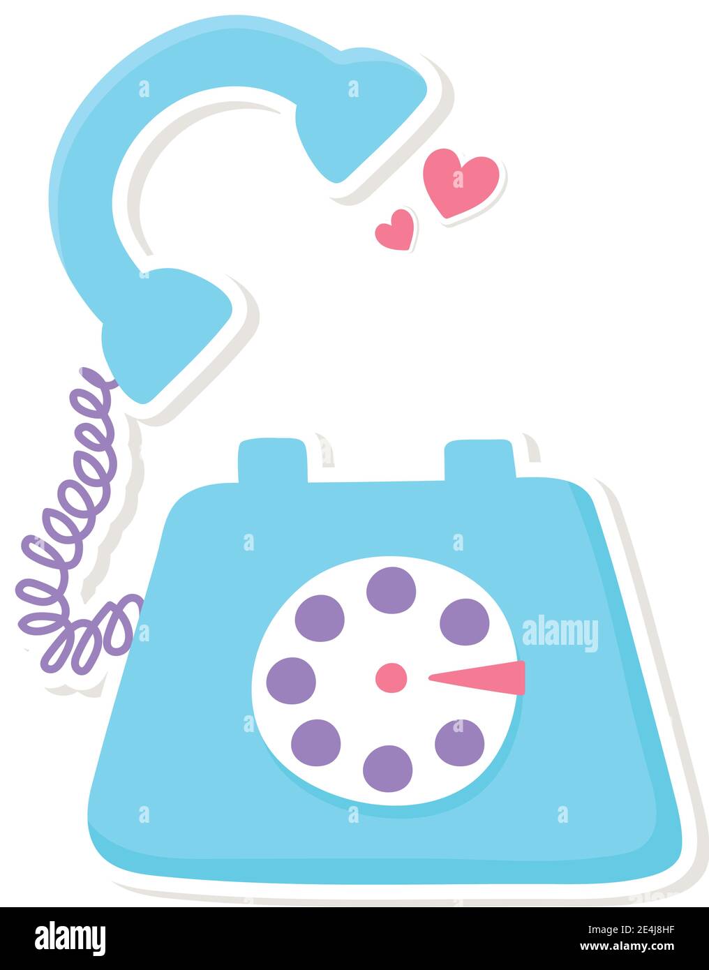 telephone love call decoration cartoon style sticker vector ...
