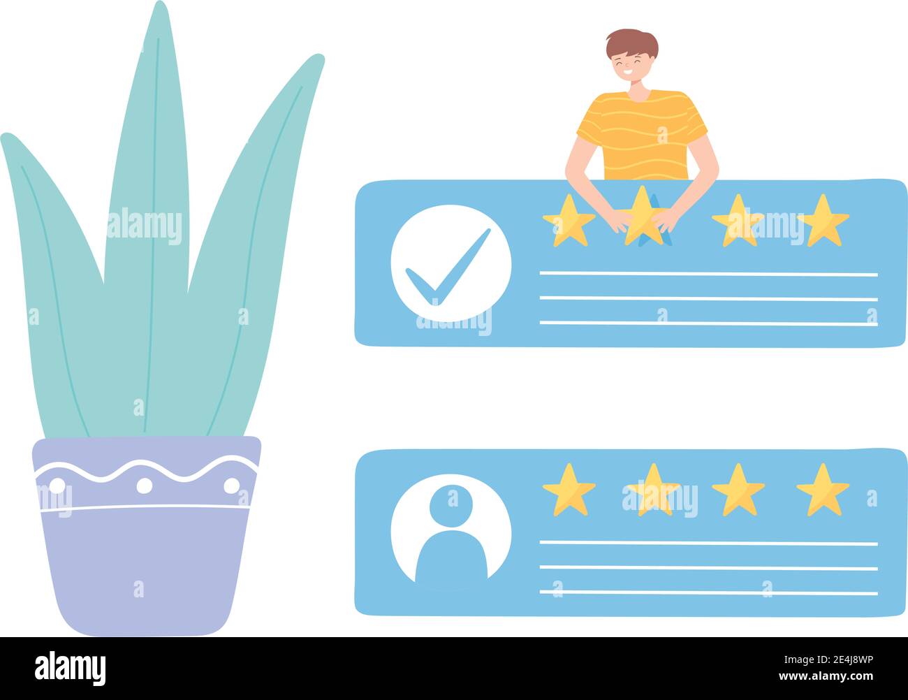 guy cartoon rating and feedback stars social media and network vector ...