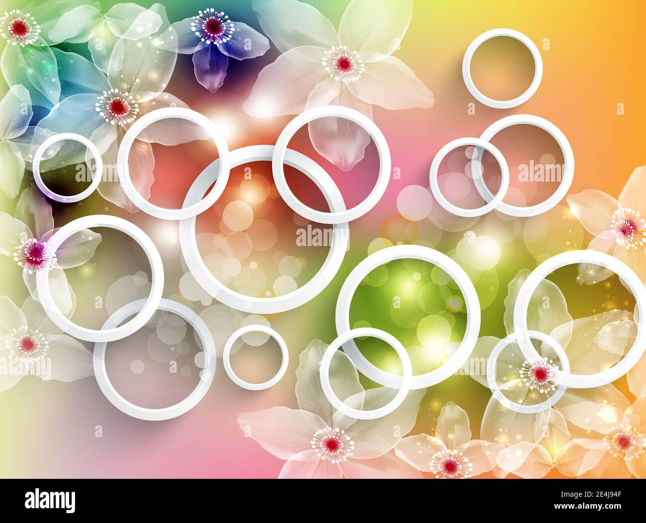 Colorful background with transparent flowers wallpaper for decoration ...