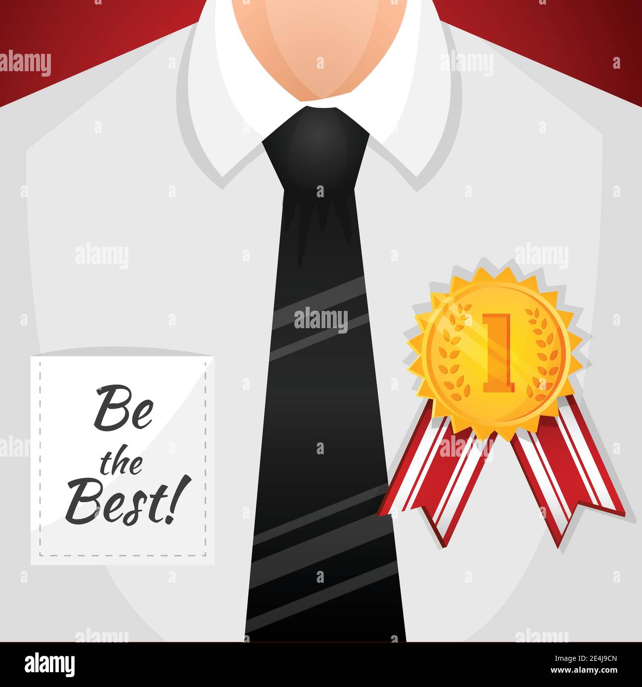 Businessman winner with victory seal competition and achievement ...