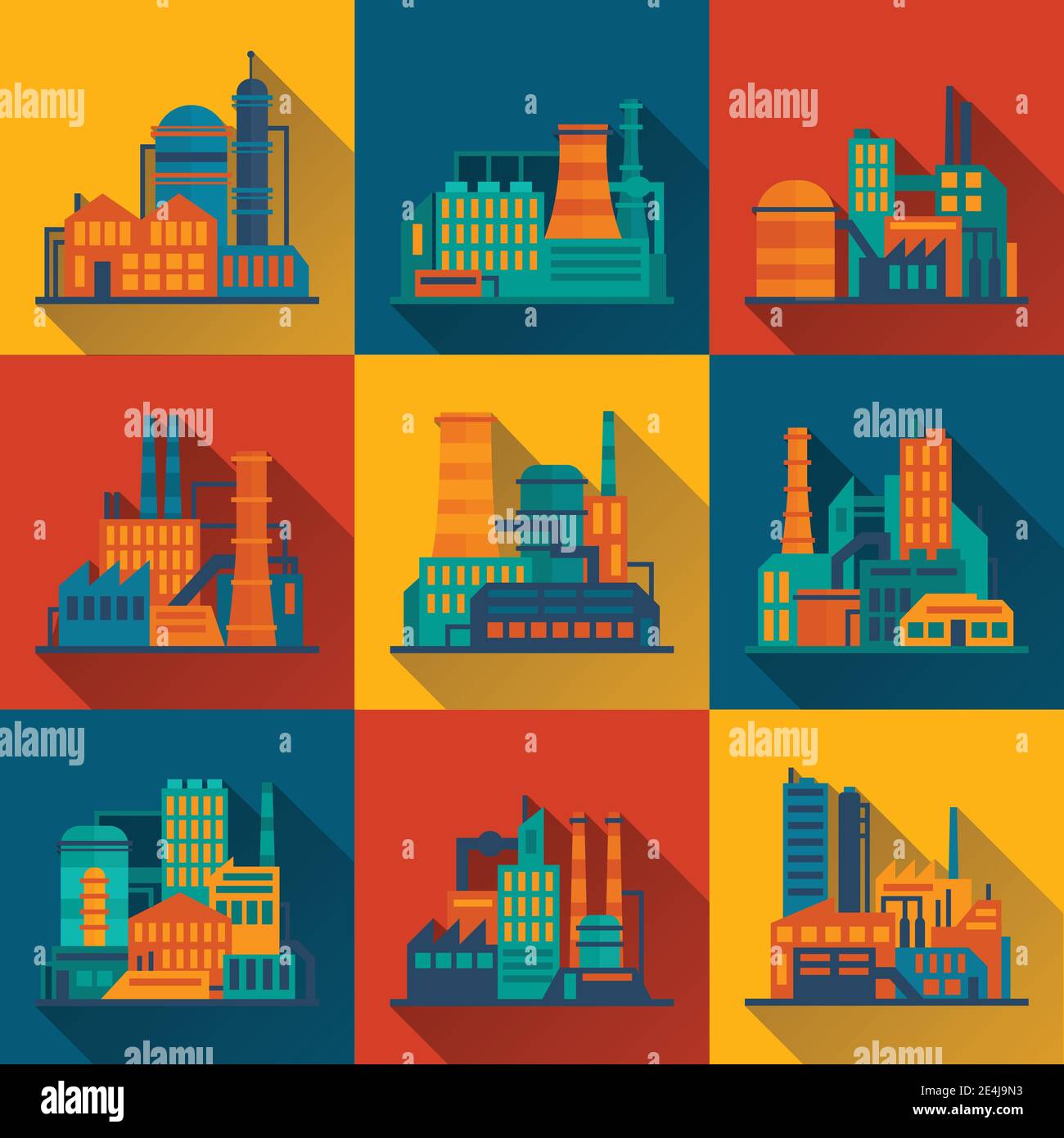 Industrial city construction power and electricity building flat long ...