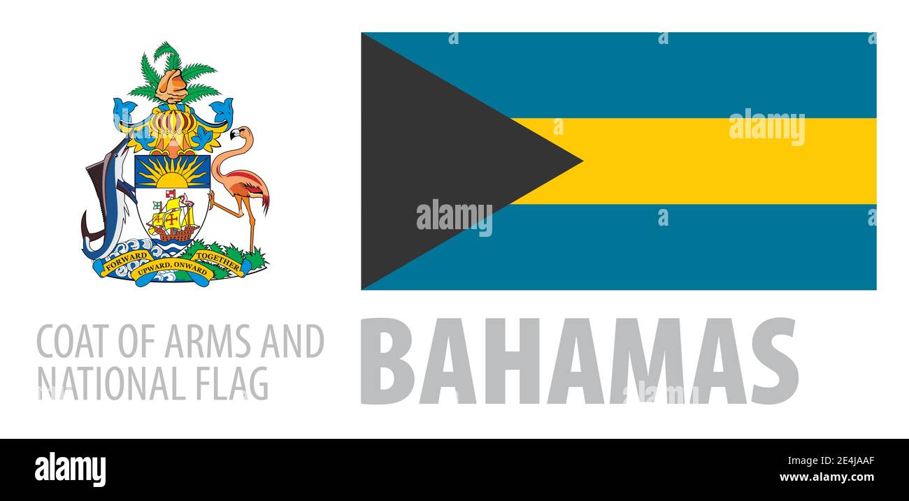 Vector set of the coat of arms and national flag of Bahamas Stock ...
