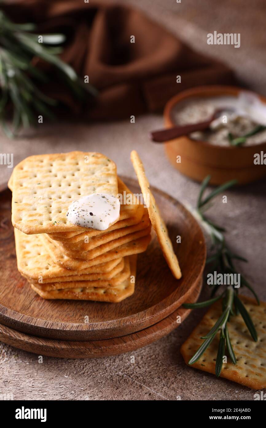 salty crackers with spices for a snack Stock Photo - Alamy