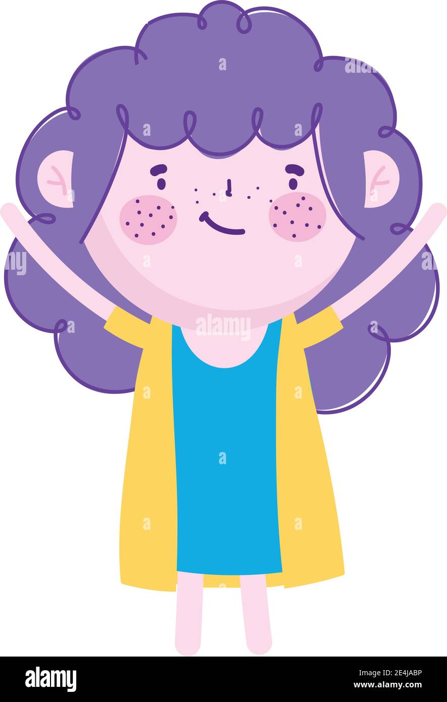 little girl cartoon character standing on white background vector ...