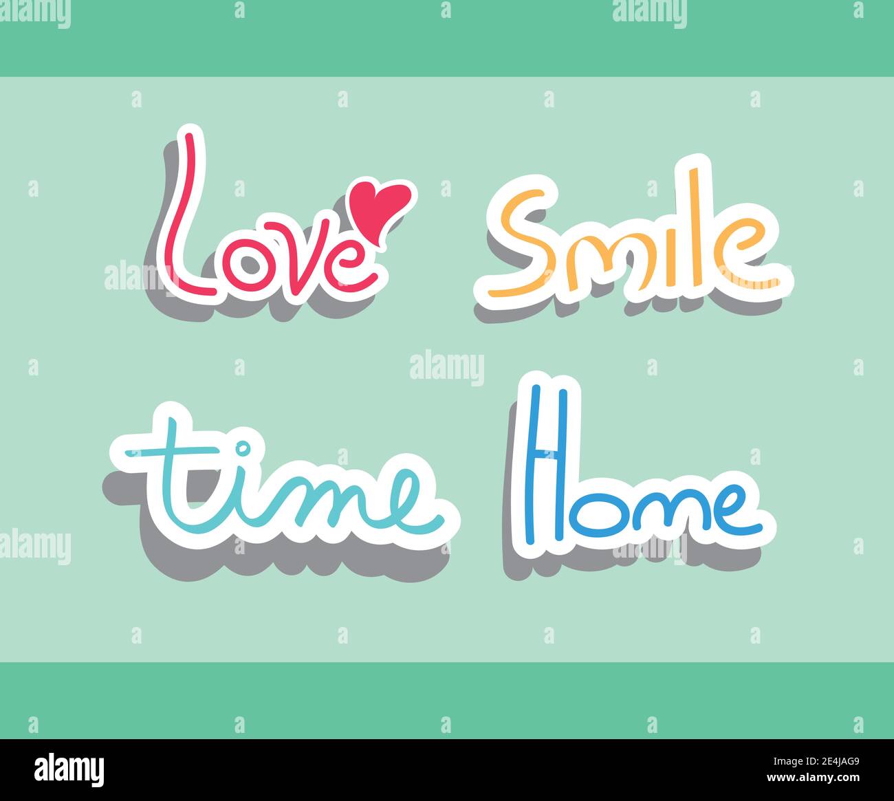 Cute stickers icon set design, message positive badge and ornament ...