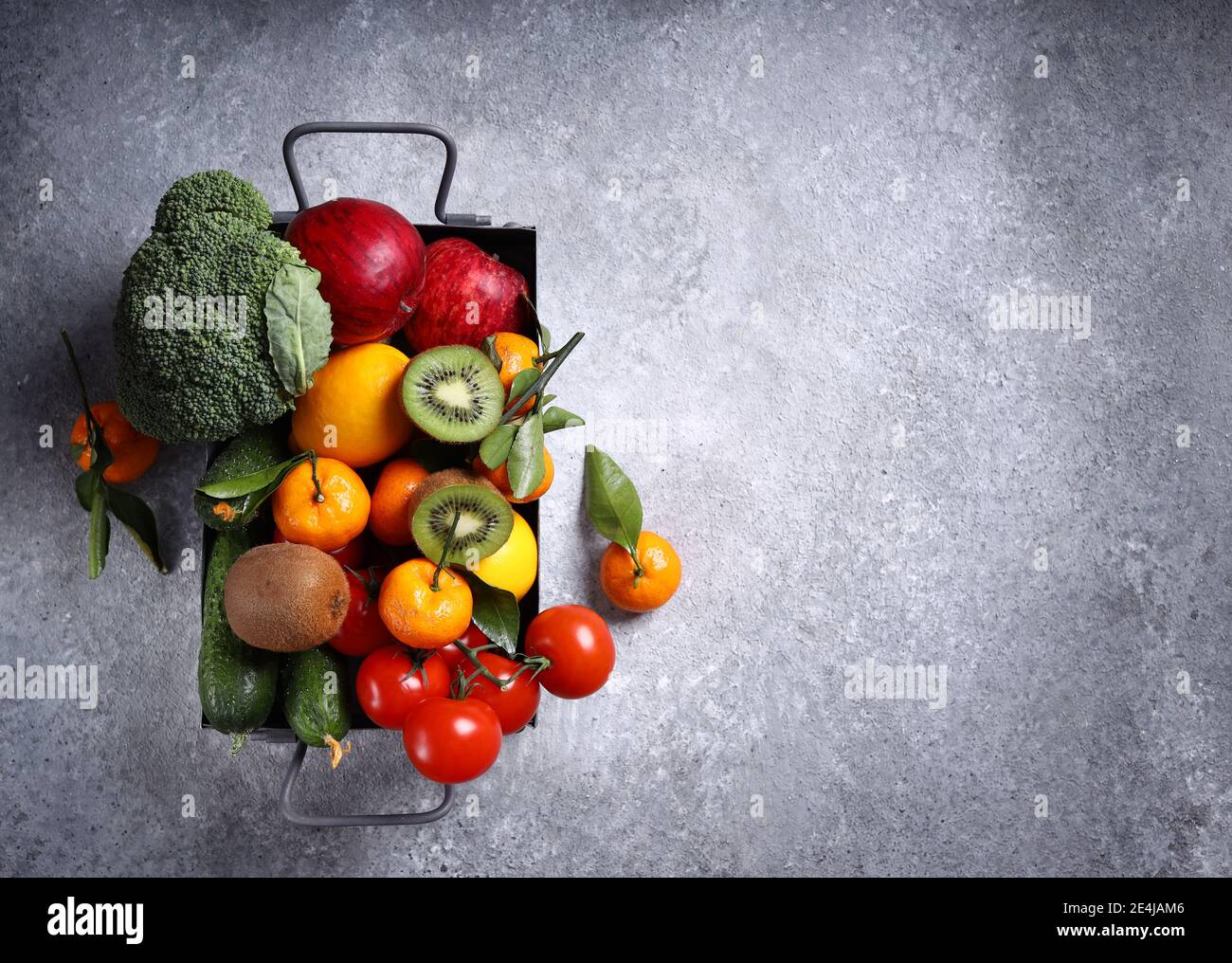 fresh organic fruits and vegetables in a box Stock Photo - Alamy