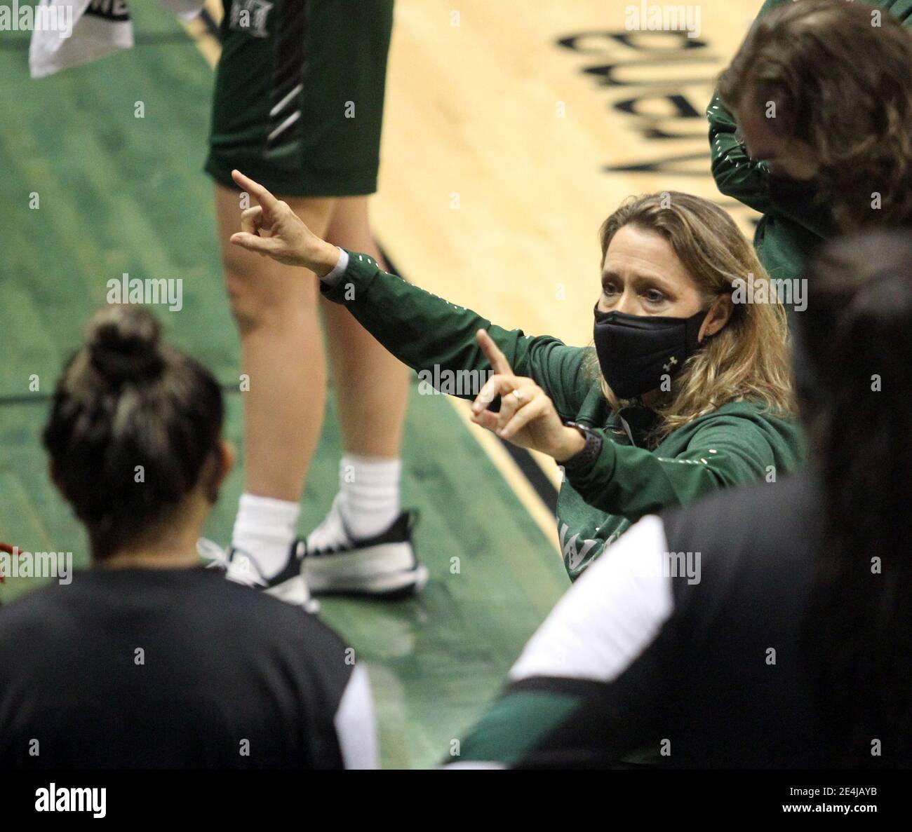 January 23, 2021 - Hawai'i Rainbow Wahine head coach Laura Beeman ...