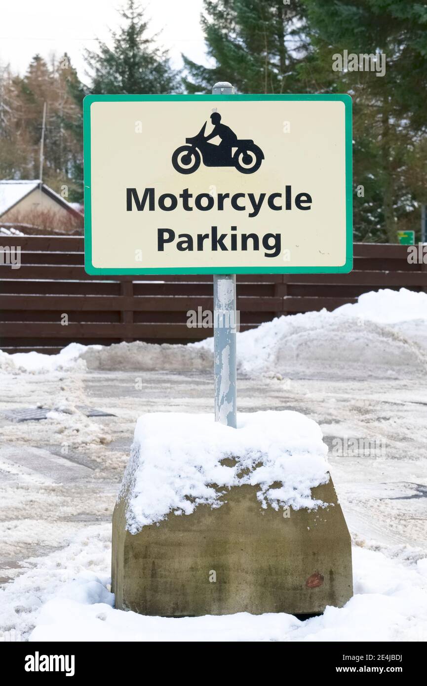 Motorcycle parking sign in public car park Stock Photo - Alamy