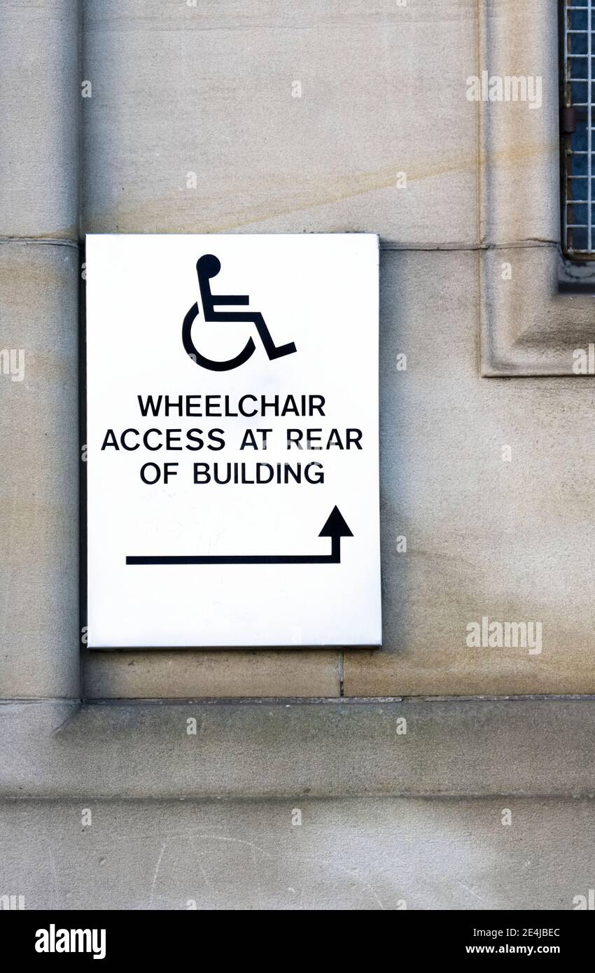 Disabled accessible push button buzzer for assistance sign at building ...